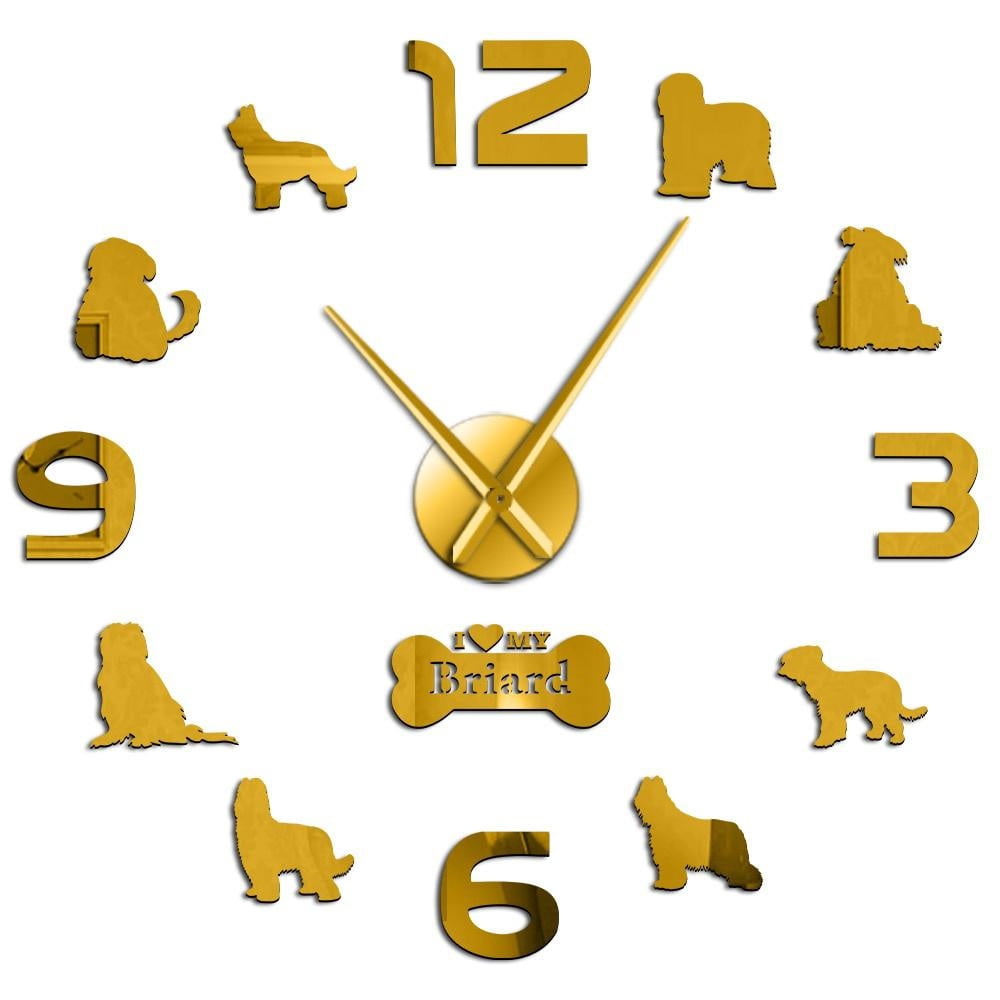 Briard Dog Breed Wall Clock Modern Design Berger de Brie Large Watch ...