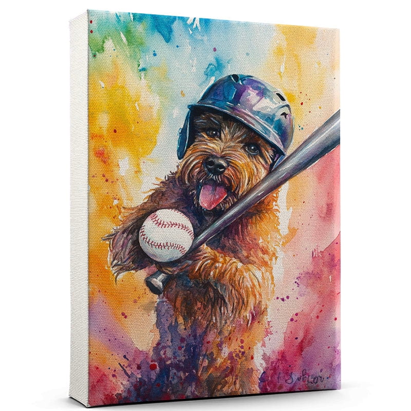 Briard Dog Canvas Canvas – Baseball Theme Dog Art for Wall, Briard Dog ...