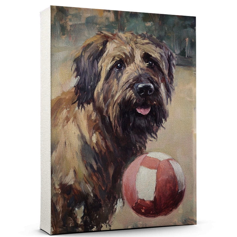 Briard Dog Playing Volleyball Stretched Canvas Size 8x12 – Sports Dog ...