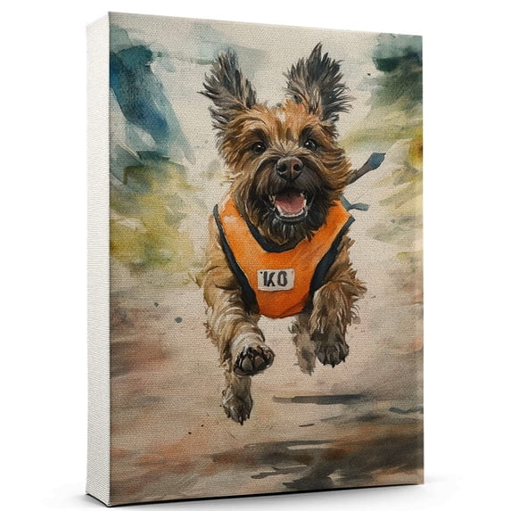 Briard Dog Stretched Canvas Size 8x12 – Running Theme Dog Art for Wall ...