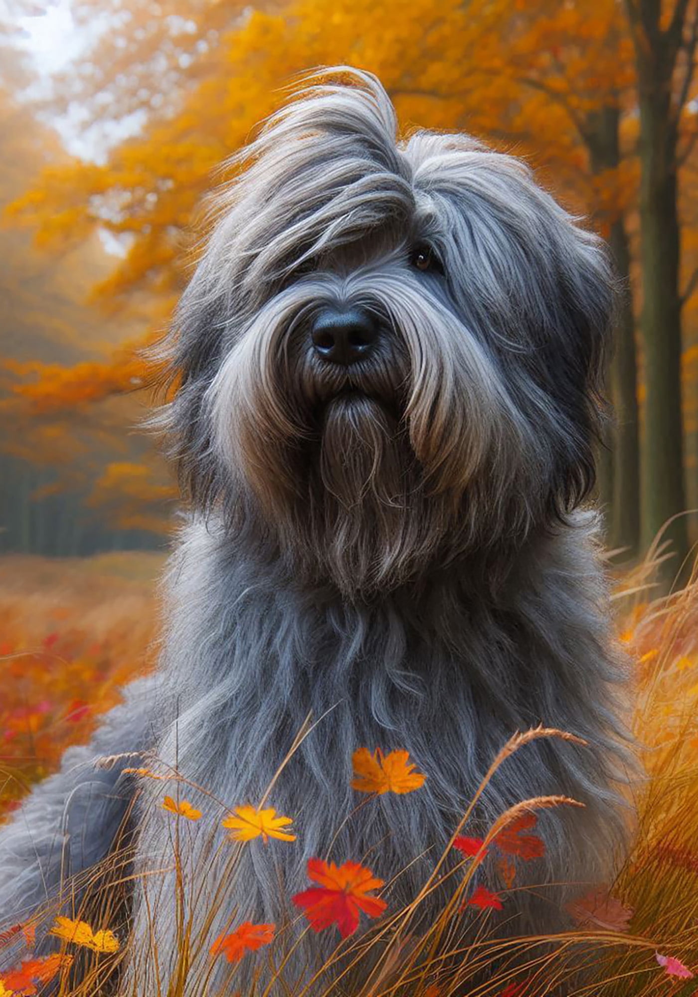 Briard Grey - Best of Breed DCR Falling Leaves House Flag - Walmart.com