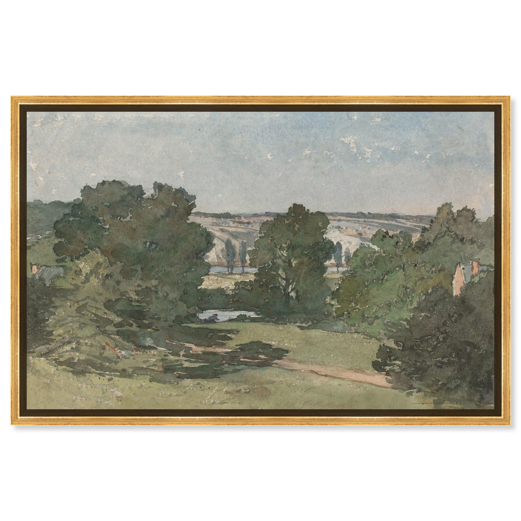 Briare 1902 Canvas Classic Landscape Art by Art Remedy, Gold Frame, 24 ...