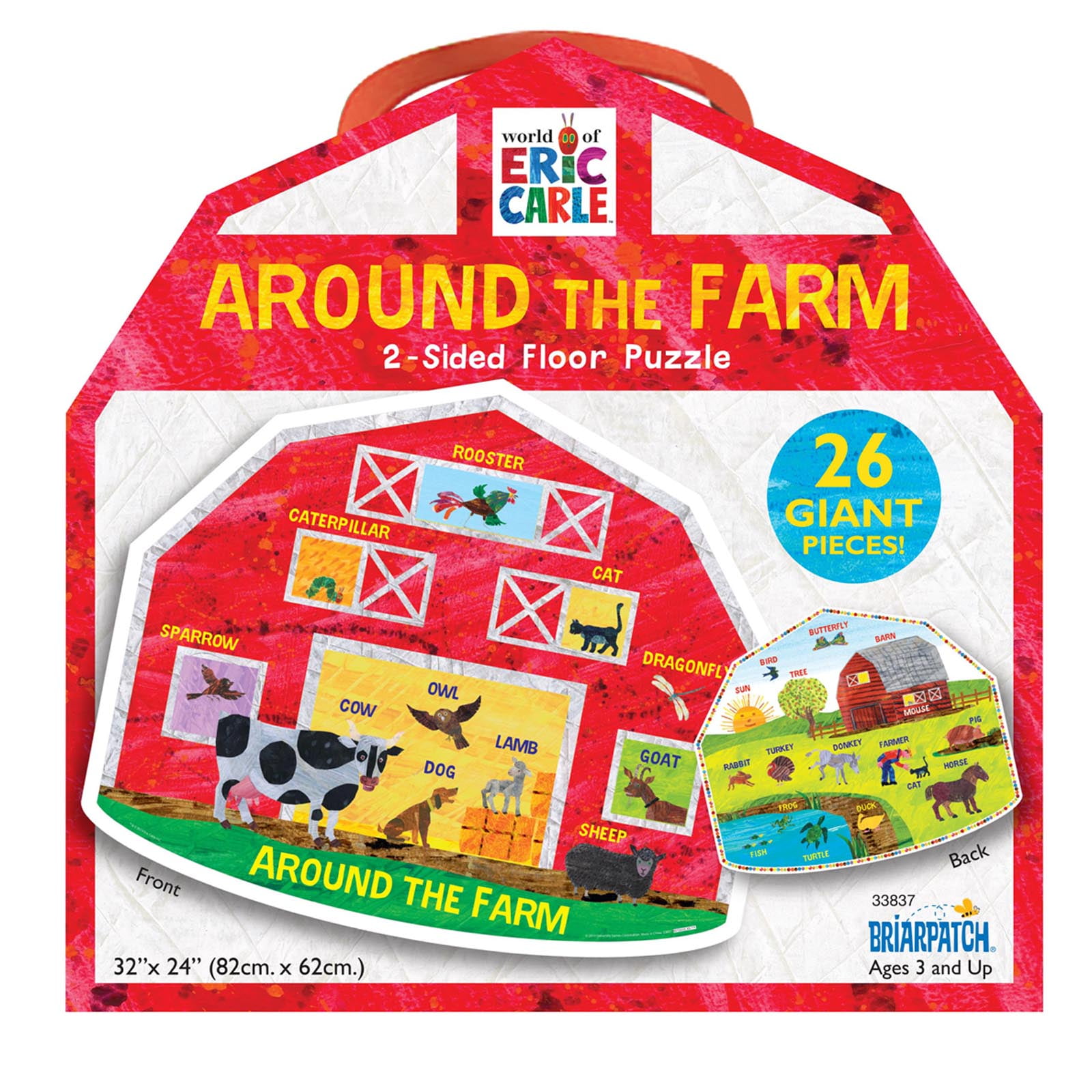 Briarpatch The World of Eric Carle Around the Farm 2-Sided Floor Puzzle ...