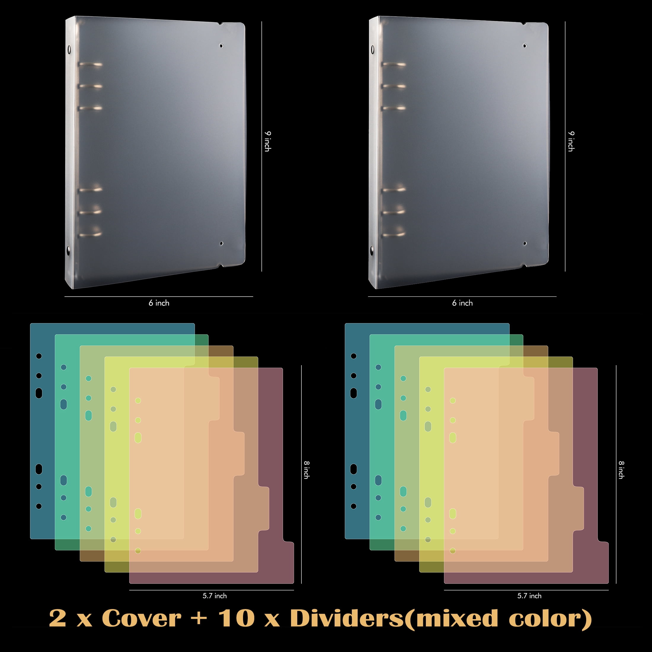 Briartw 12 Pack,2 Pieces A5 Transparent Matte Storage Book Binder Cover ...