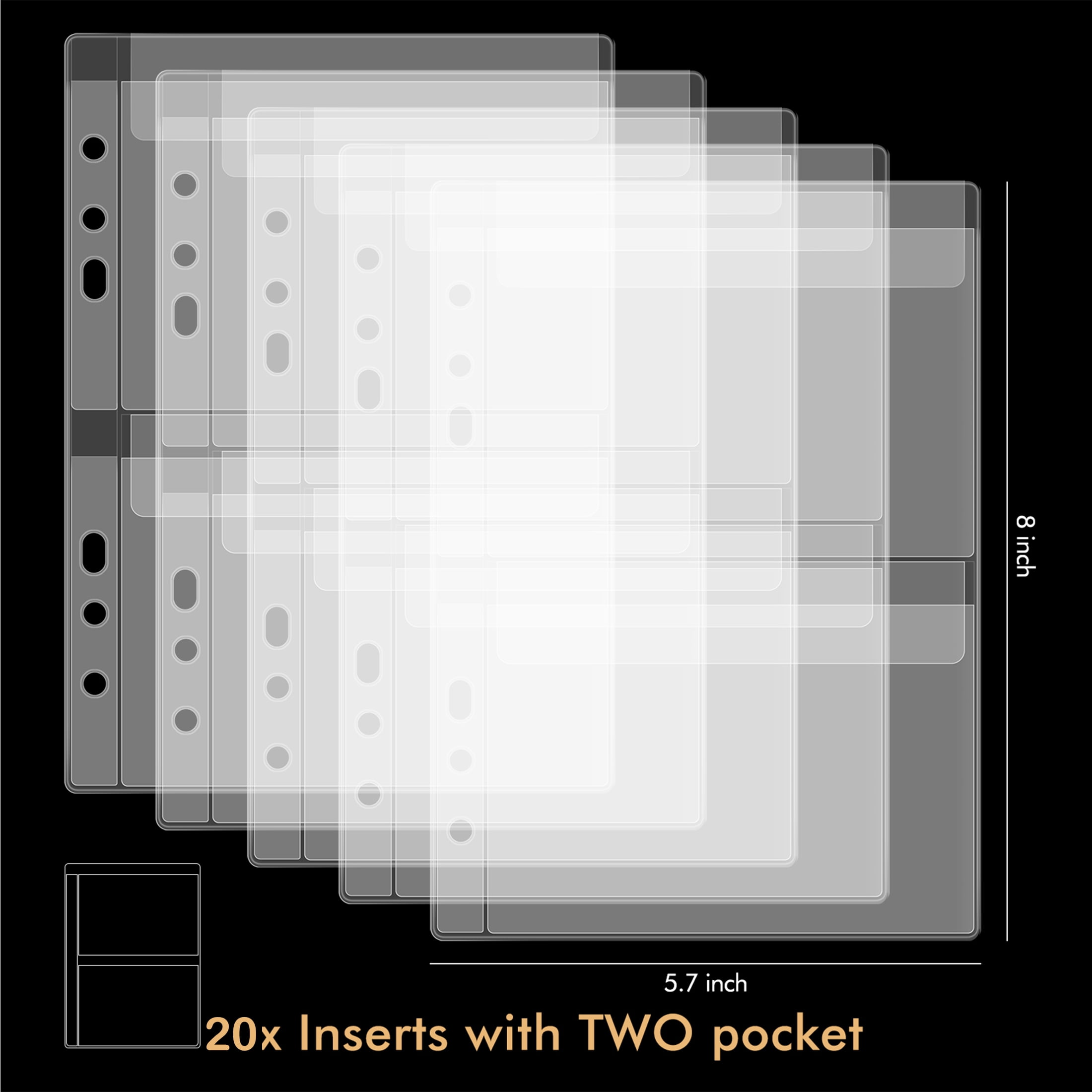 Briartw 20 Pcs/Set Storage Inserts with Two Pockets,Storage Book Page ...