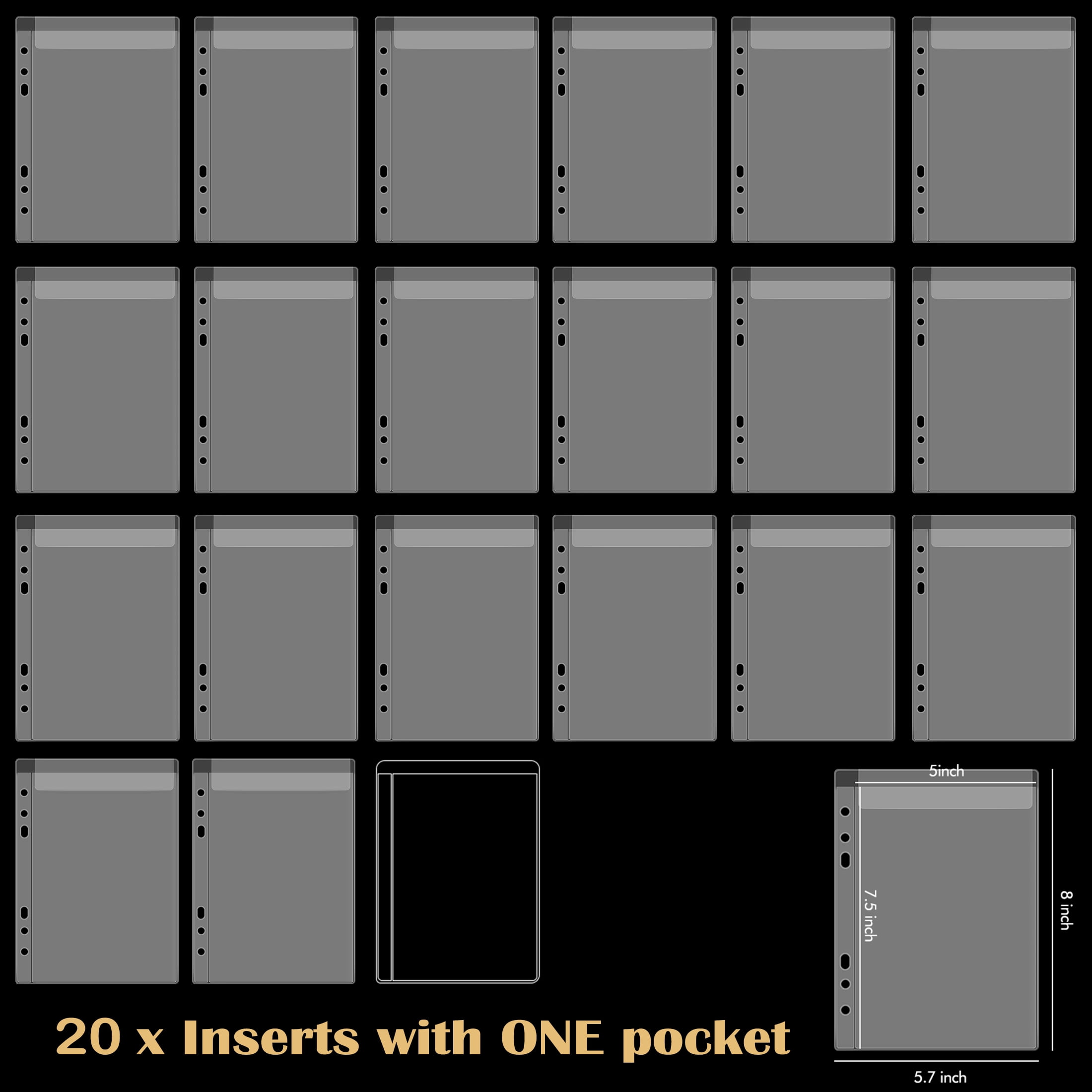 Briartw 20 Pieces Storage Book Inserts Page Protectors Pockets Inserts ...