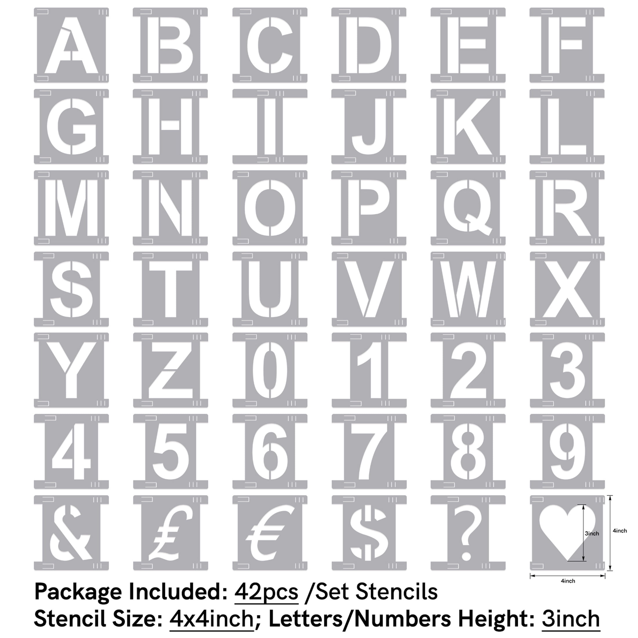 Briartw 3 inch Height Letter Plastic Stencils Symbol Numbers Craft ...