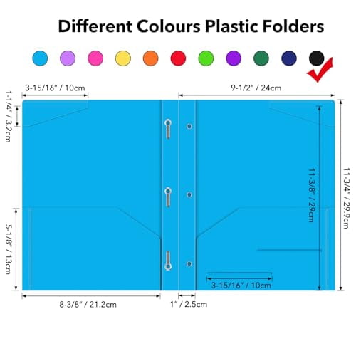 Briartw 30 Black File Folder,Heavy Duty Plastic Pocket Folder with ...