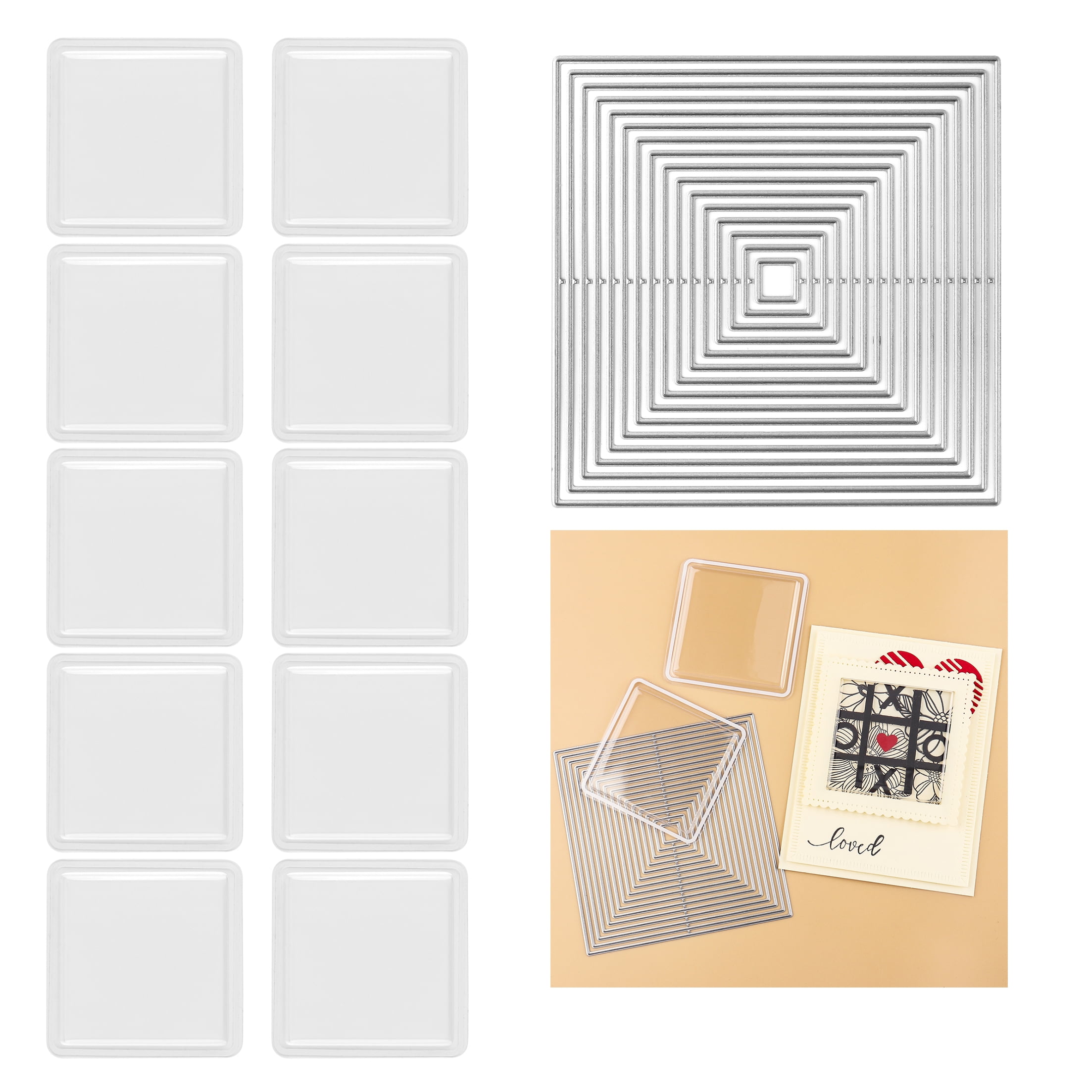 Briartw 3D Square Window Dimensional Shaker Domes with Cutting dies,10 ...