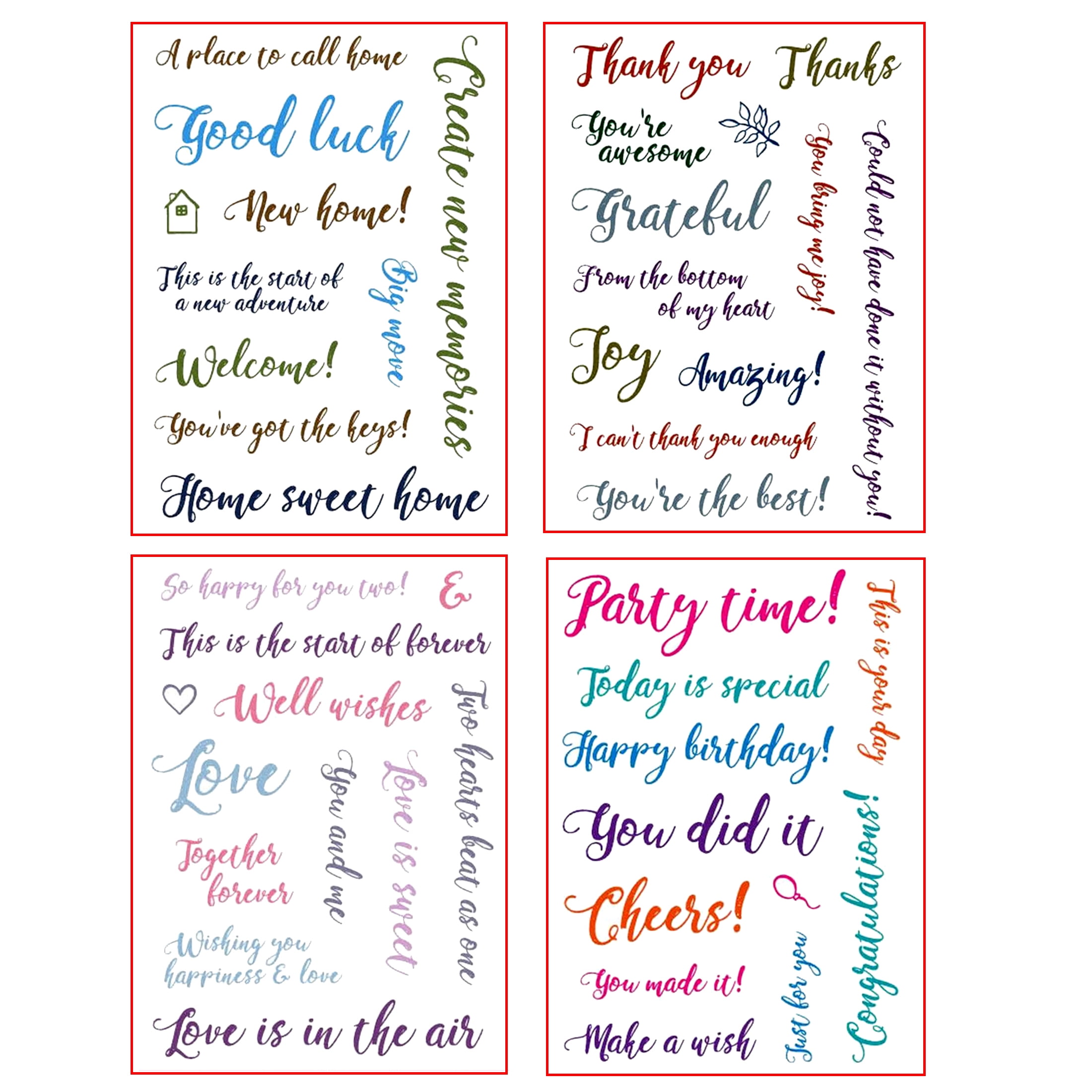 Briartw 4 Pack,Blessing Wishes Phrase Sentiment Clear Stamps,4x6 inch ...