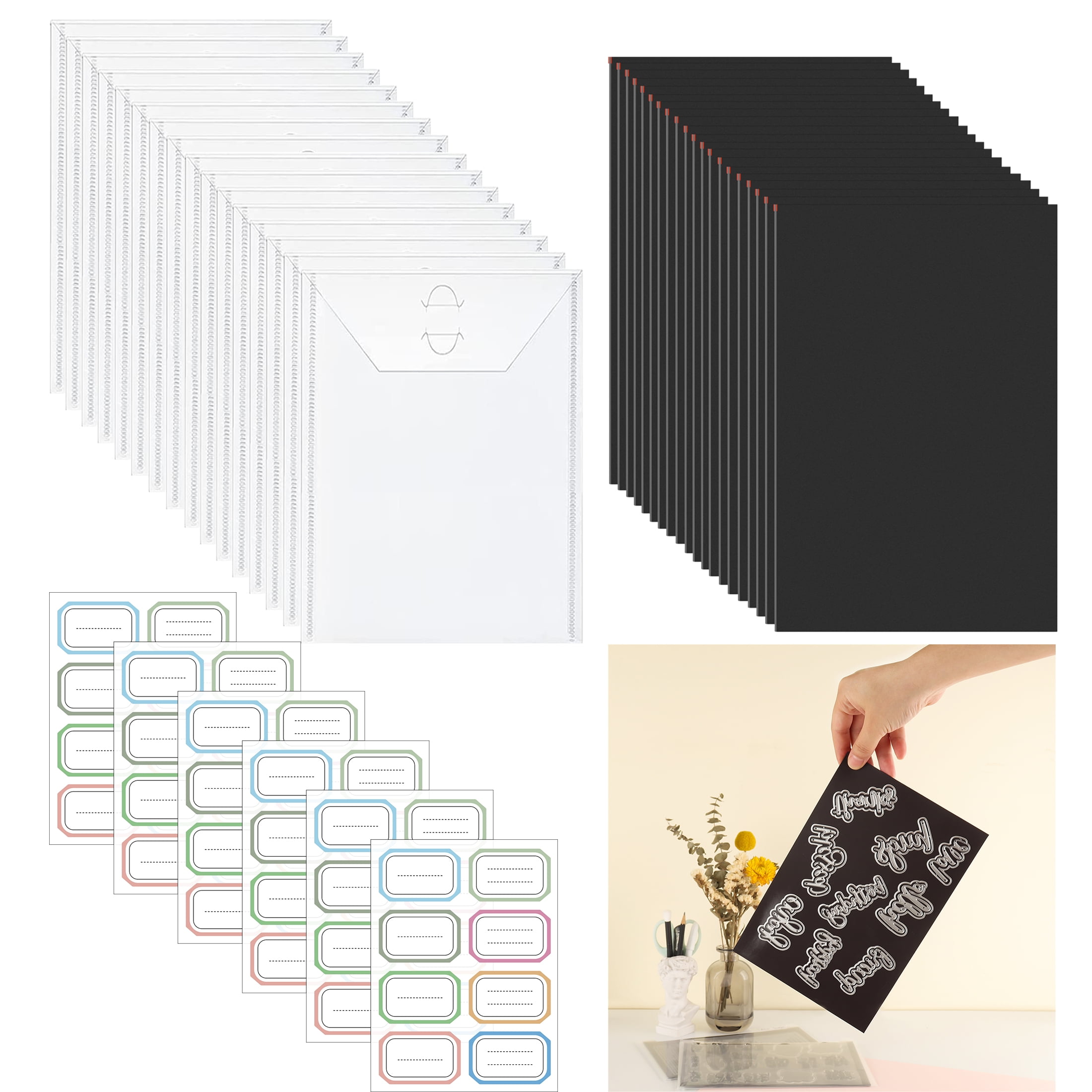 Briartw 46 Pieces,20 Piece Large Storage Pockets,20 Piece Rubber Soft ...