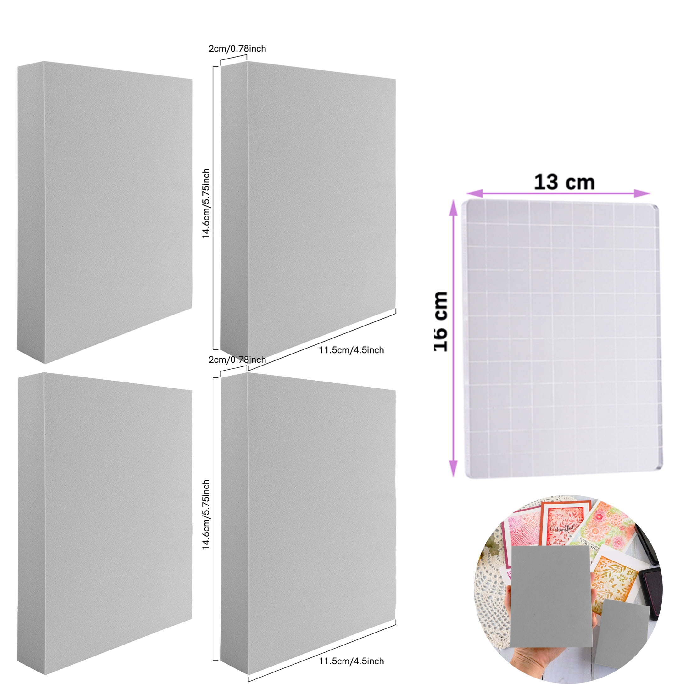 Briartw 5 Pack,4 Piece Large Stamping Foam and Clear Acrylic Stamp ...