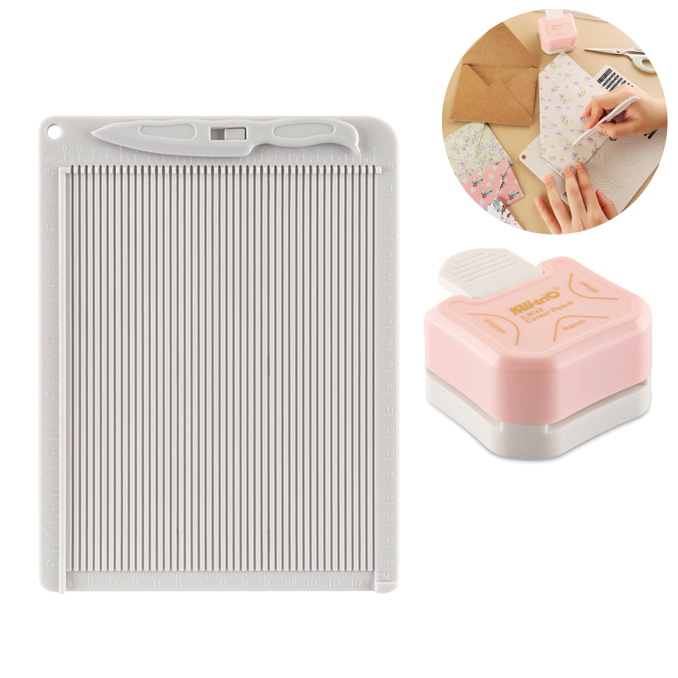 Briartw Mini Score Board with 3-Way Corner Punch for Scrapbooking ...