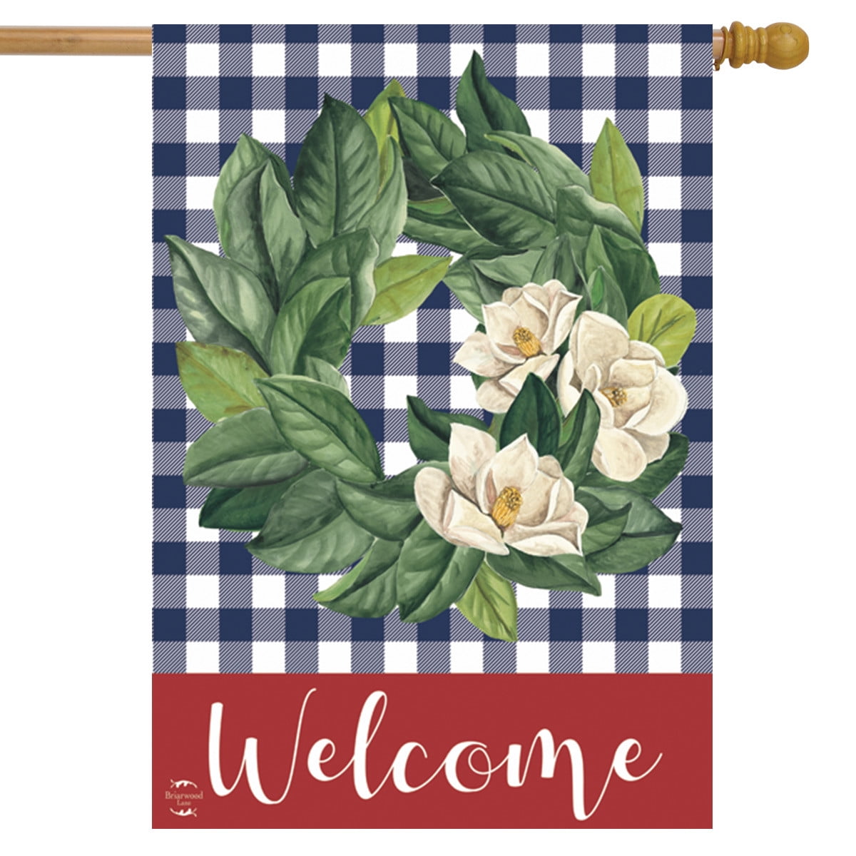 Briarwood Lane American Magnolia Wreath Patriotic Burlap House Flag ...