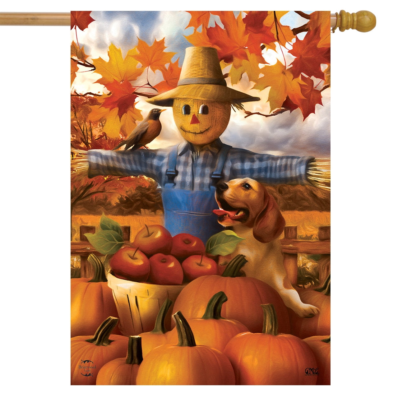 Briarwood Lane Autumn Scarecrow Harvest House Flag - Walmart.com