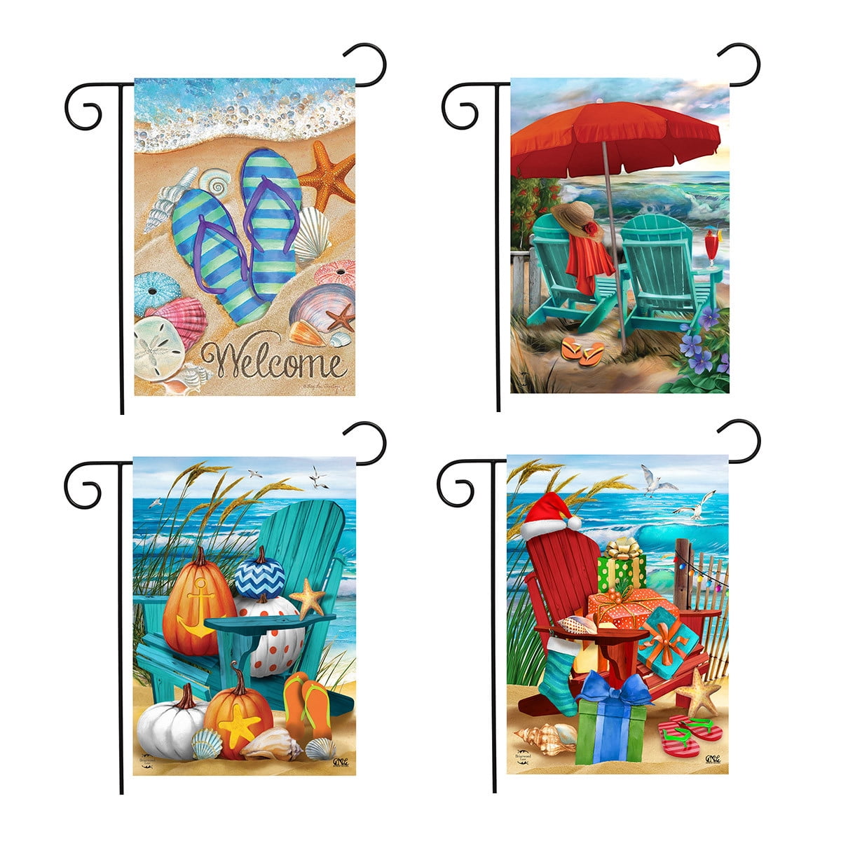 Briarwood Lane Set of 4 Weather-Resistant Polyester Beach Garden Flags ...