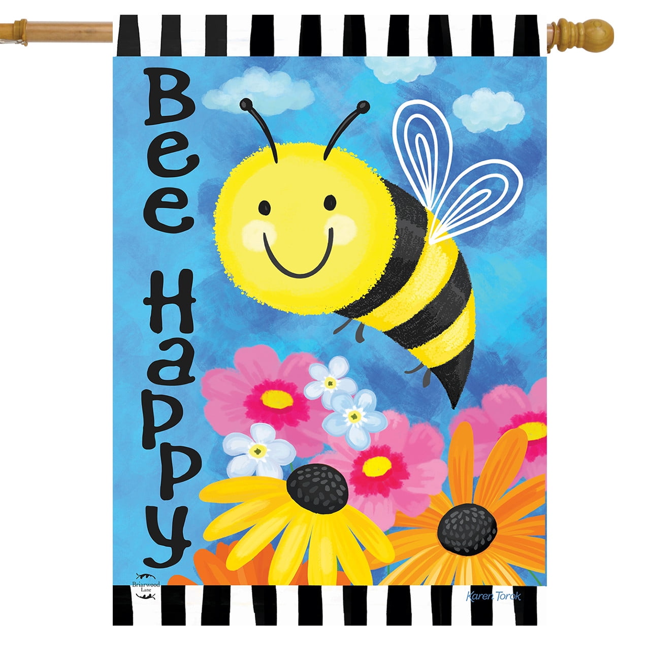 Briarwood Lane Bee Happy Bumblebee House Flag - Walmart.com
