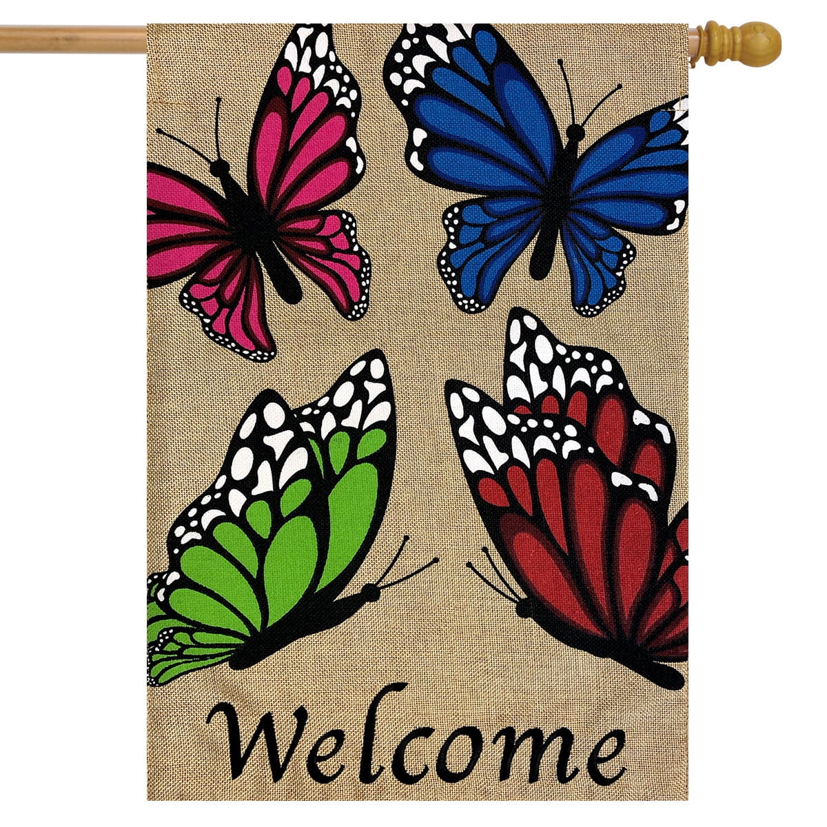 Briarwood Lane Butterfly Welcome Spring Burlap House Flag - Walmart.com