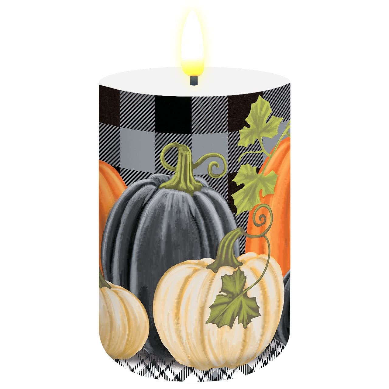 Briarwood Lane Checkered Pumpkins Flameless Candle - Walmart.com