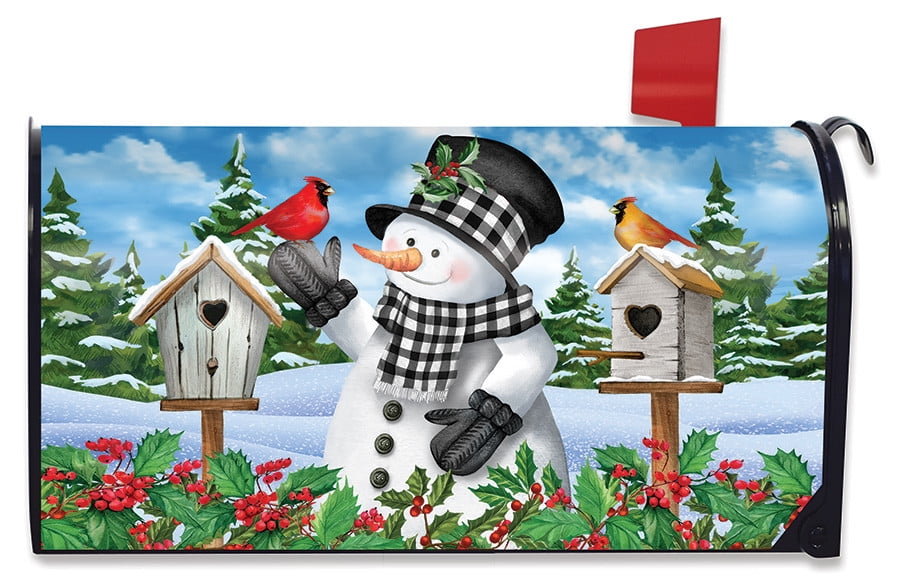 Briarwood Lane Checkered Snowman Winter Large Oversized Mailbox Cover ...