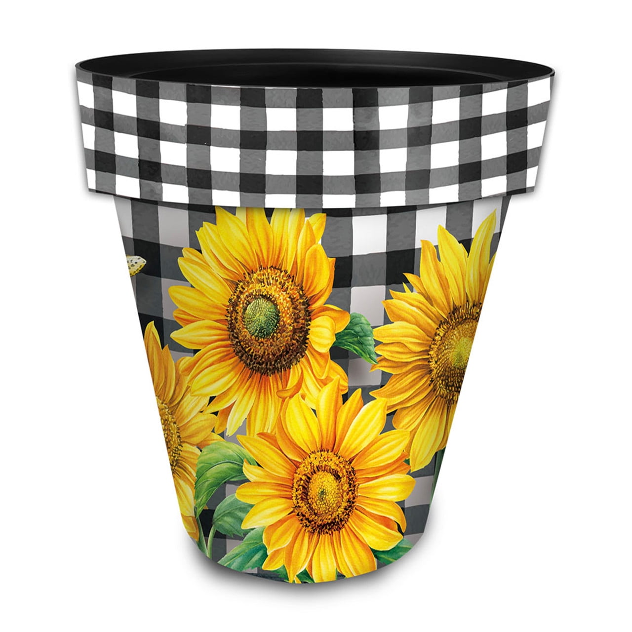 Briarwood Lane Checkered Sunflowers Decorative Large Planter - Walmart.com