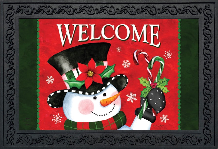 "Briarwood Lane Bright Winter Holiday Outdoor Mat, Christmas Snowman ...