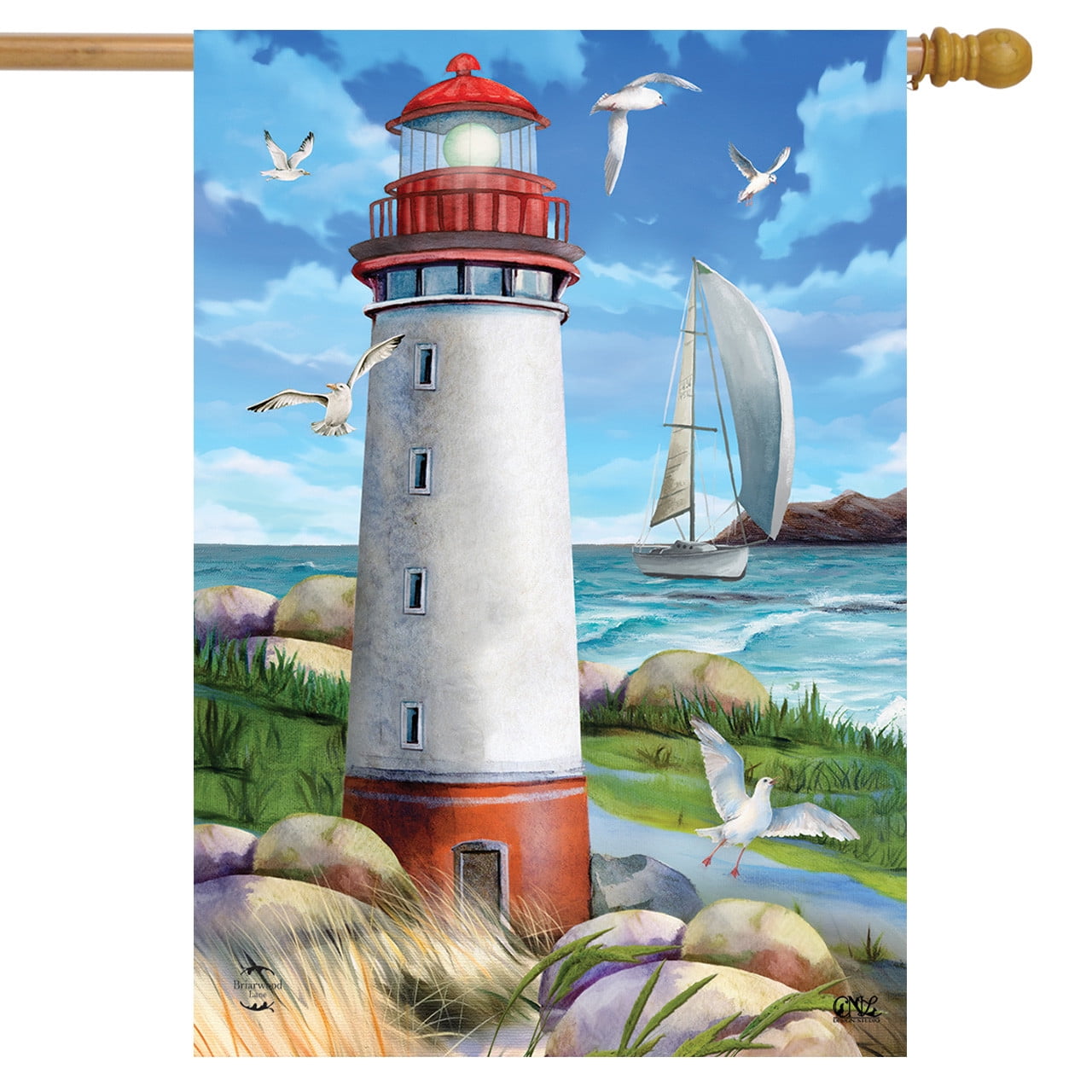 Briarwood Lane Coastal Lighthouse House Flag, Nautical, 28" x 40 ...
