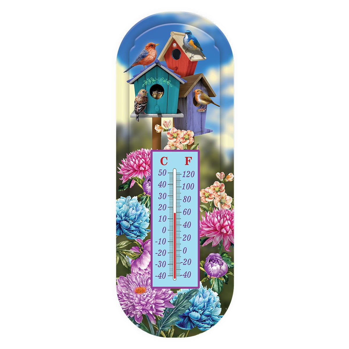 Briarwood Lane Colorful Birdhouses Metal Thermometer - Walmart.com