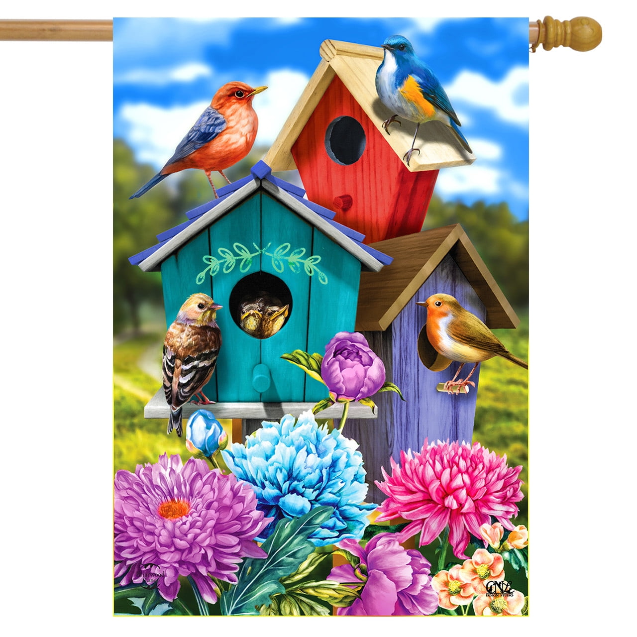 Briarwood Lane Colorful Birdhouses Spring House Flag - Walmart.com