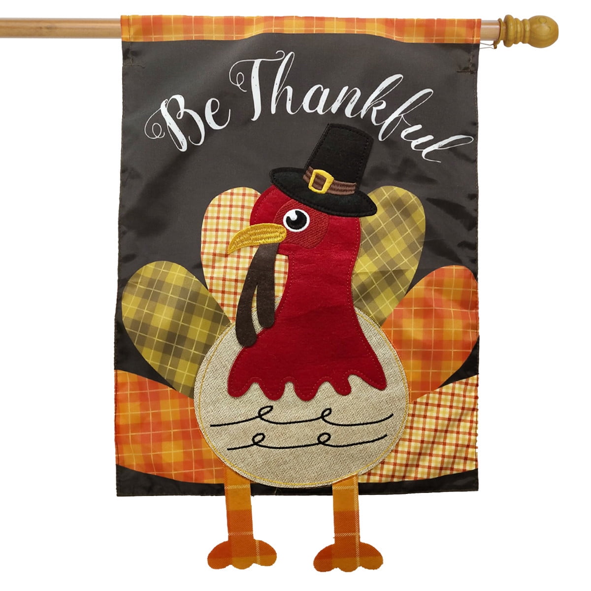 Briarwood Lane Colorful Turkey Thanksgiving Applique House Flag ...