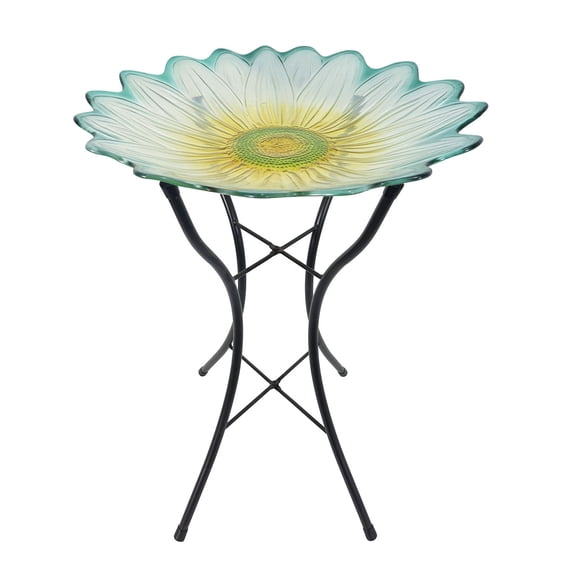 Briarwood Lane, Glass Bird Bath, 18" x 18" x 23", Metal Stand - Walmart.com