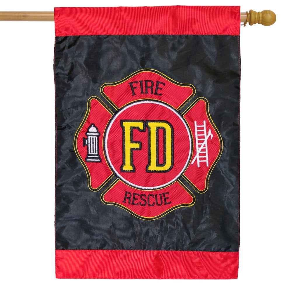 Briarwood Lane Fire Department Applique & Embroidered House Flag ...