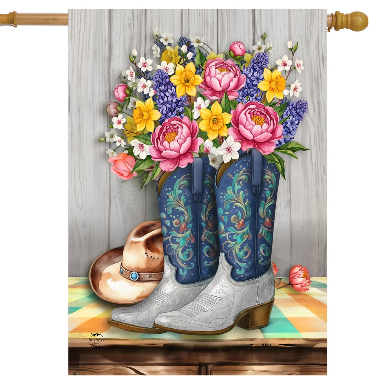 Briarwood Lane Floral Cowboy Boots House Flag - Walmart.com