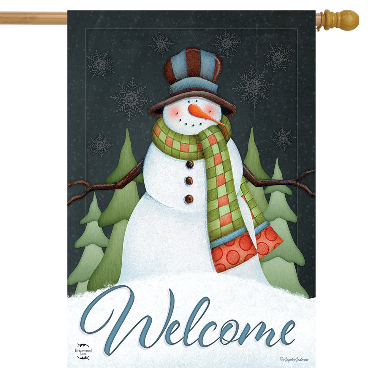 Briarwood Lane Happy Snowman Winter House Flag - Walmart.com