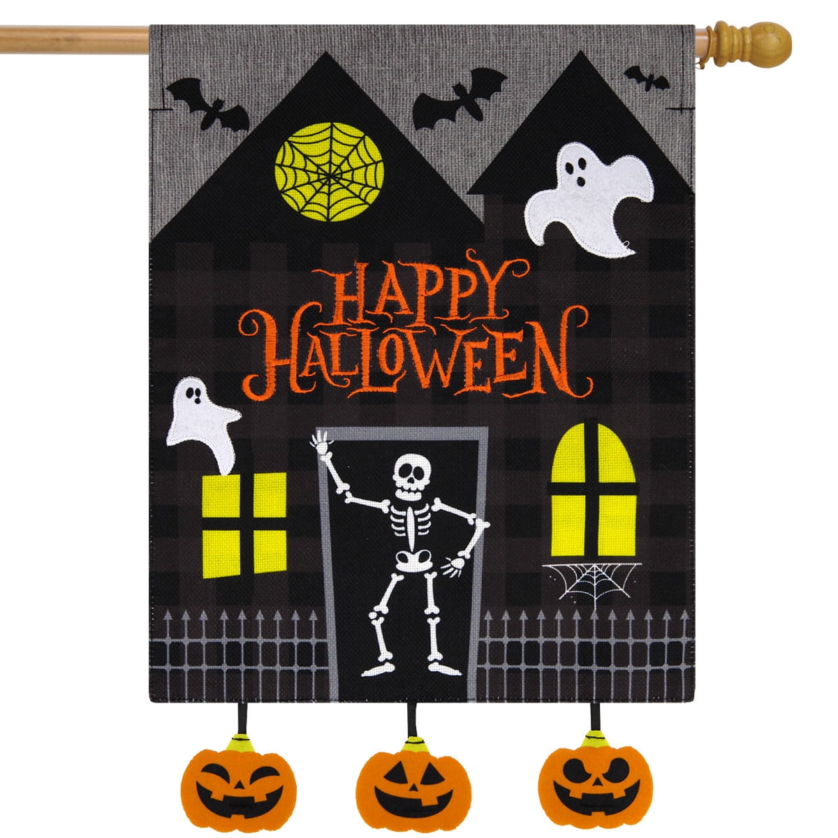 Briarwood Lane Haunted House HAlloweenBurlap House Flag - Walmart ...