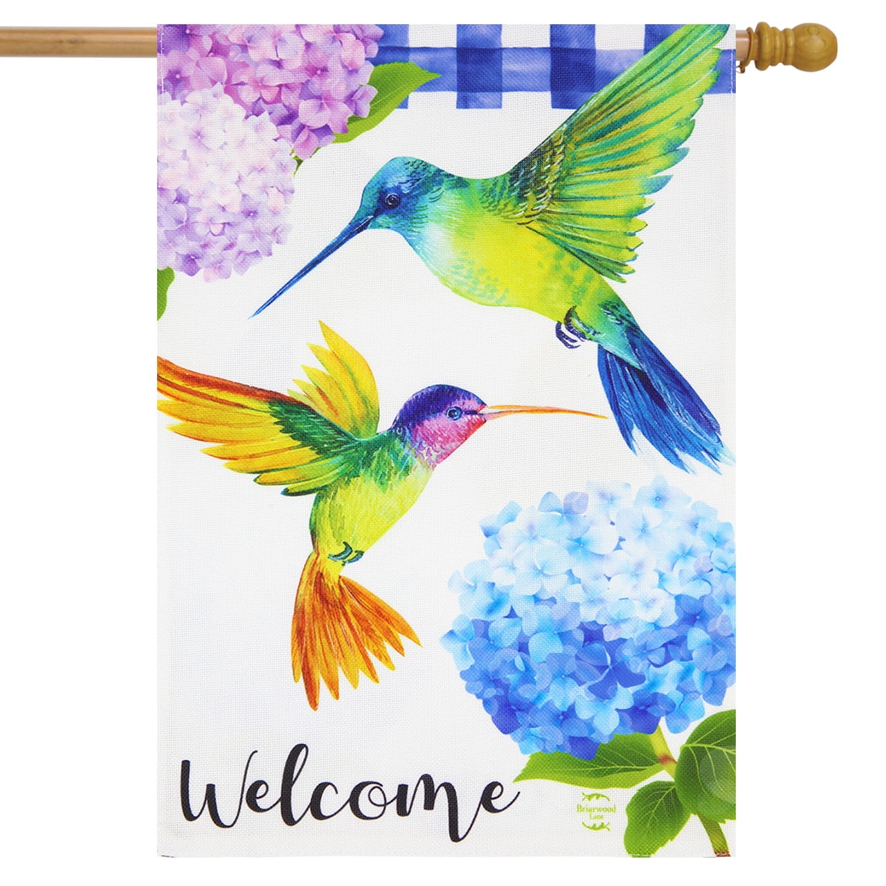Briarwood Lane Hummingbirds and Hydrangeas Spring Burlap House Flag ...