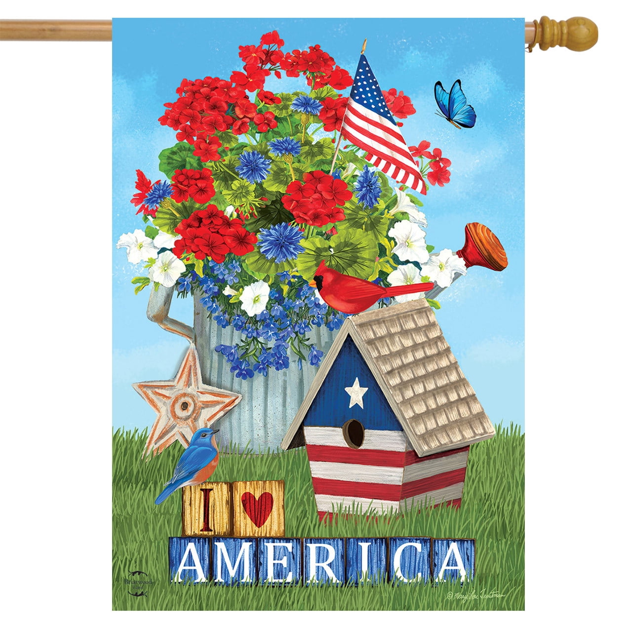 Briarwood Lane I Love America Patriotic House Flag - Walmart.com