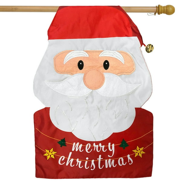 Briarwood Lane Merry Christmas Santa Applique House Flag - Walmart ...