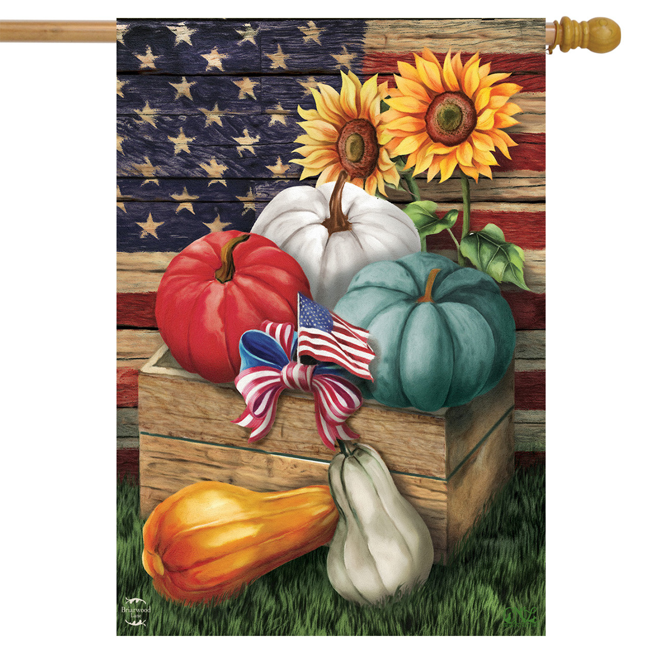 Briarwood Lane Patriotic Pumpkins Autumn House Flag - Walmart.com