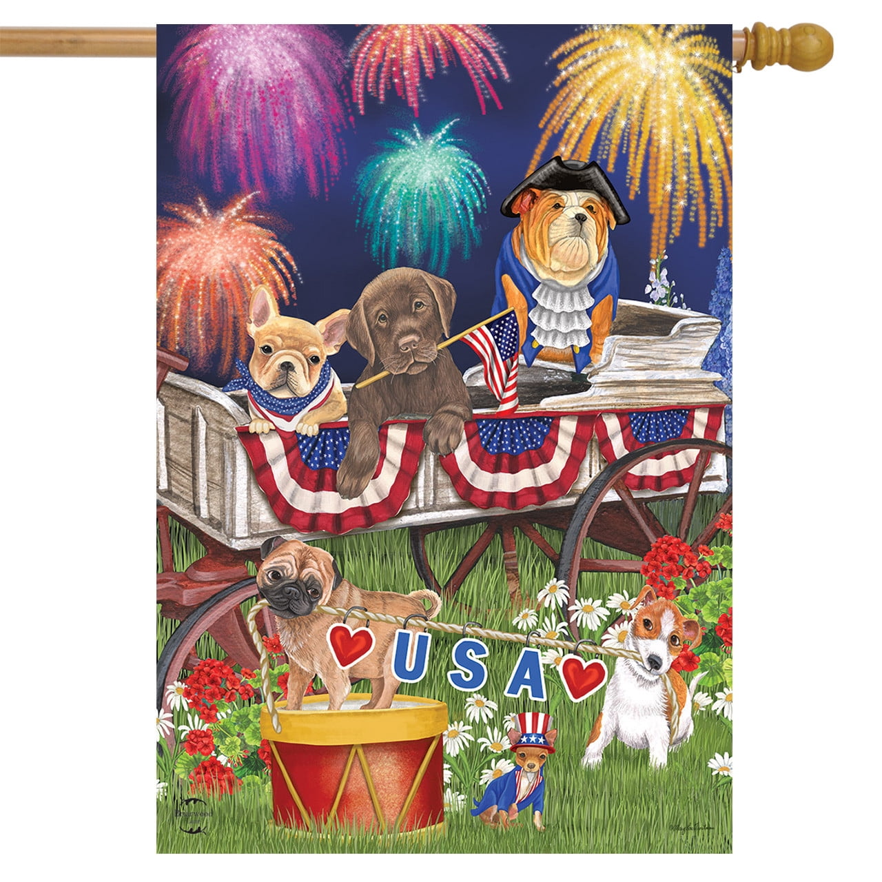 Briarwood Lane Patriotic Pups Fourth of July House Flag - Walmart.com