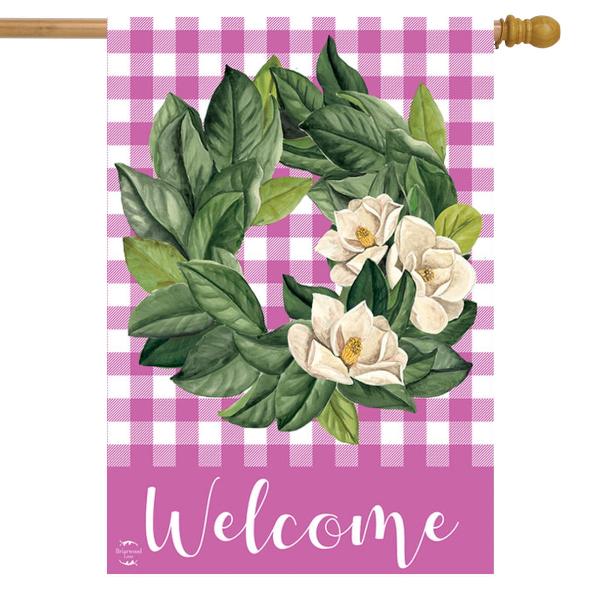 Briarwood Lane Pink Magnolia Wreath Spring Burlap House Flag - Walmart.com