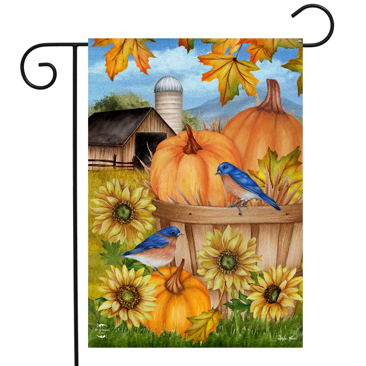 Briarwood Lane Pumpkins And Bluebirds Fall Garden Flag - Walmart ...