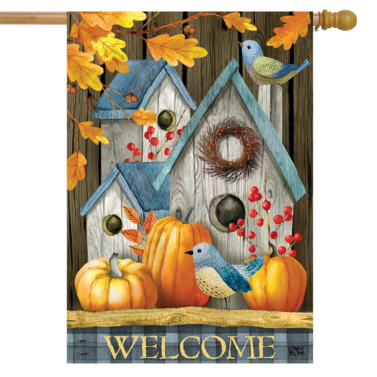 Briarwood Lane Rustic Fall Birdhouse Welcome House Flag - Walmart.com