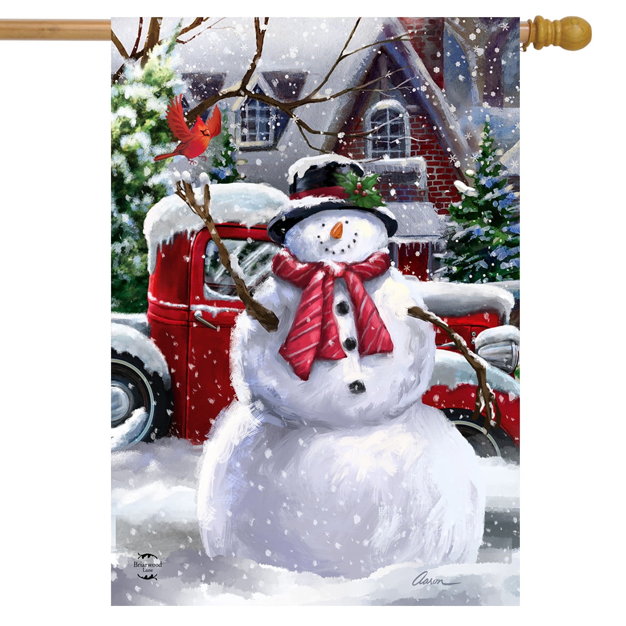 Briarwood Lane Snowfall Snowman Winter House Flag - Walmart.com