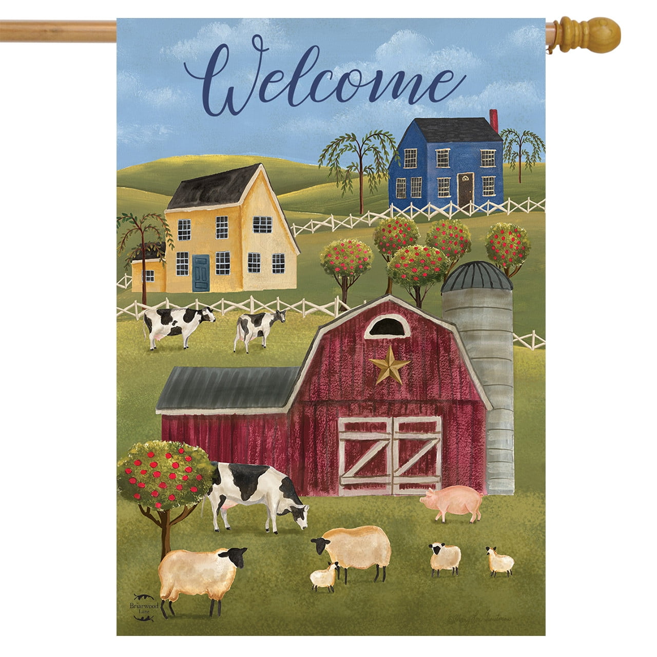 Briarwood Lane Spring Countryside Welcome Primitive House Flag ...