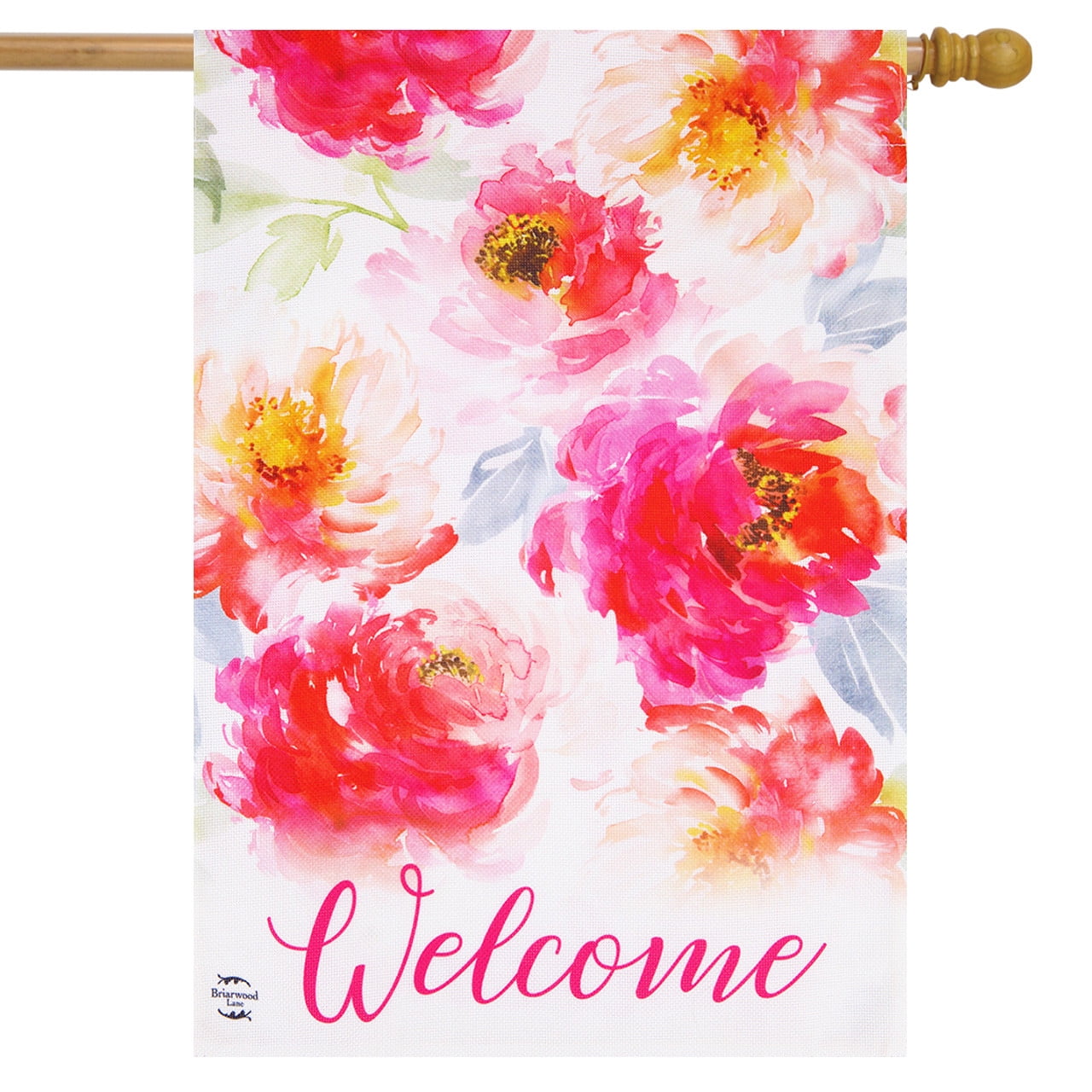 Briarwood Lane Watercolor Floral Spring Burlap House Flag - Walmart.com