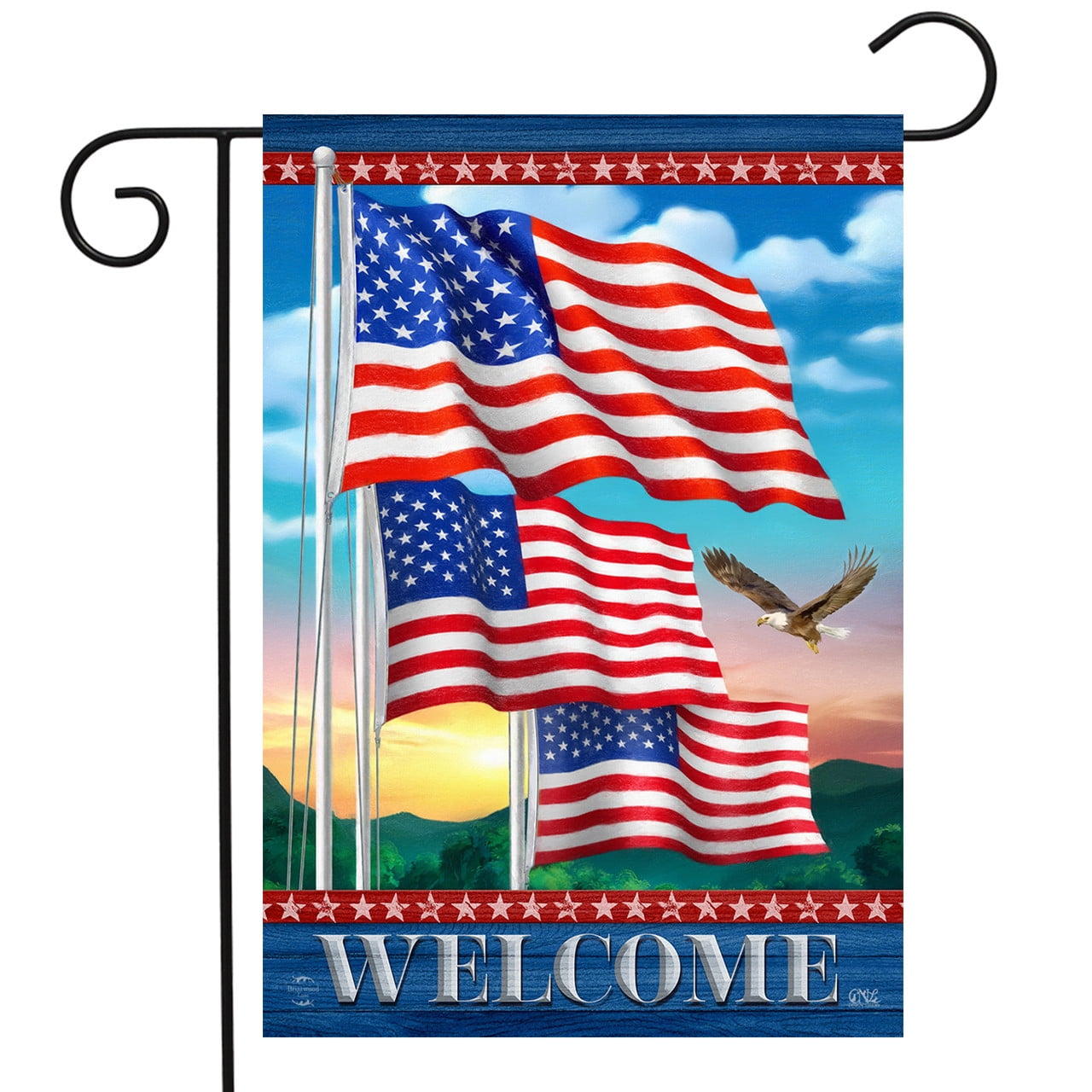 Briarwood Lane Waving American Flags Welcome Garden Flag - Walmart.com