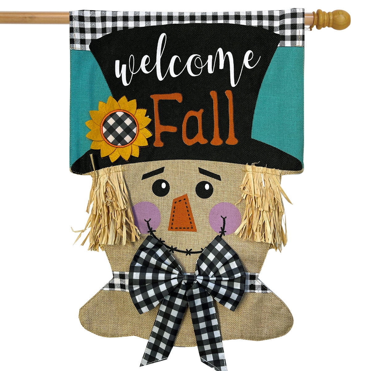 Briarwood Lane Welcome Fall Scarecrow Burlap House Flag - Walmart.com