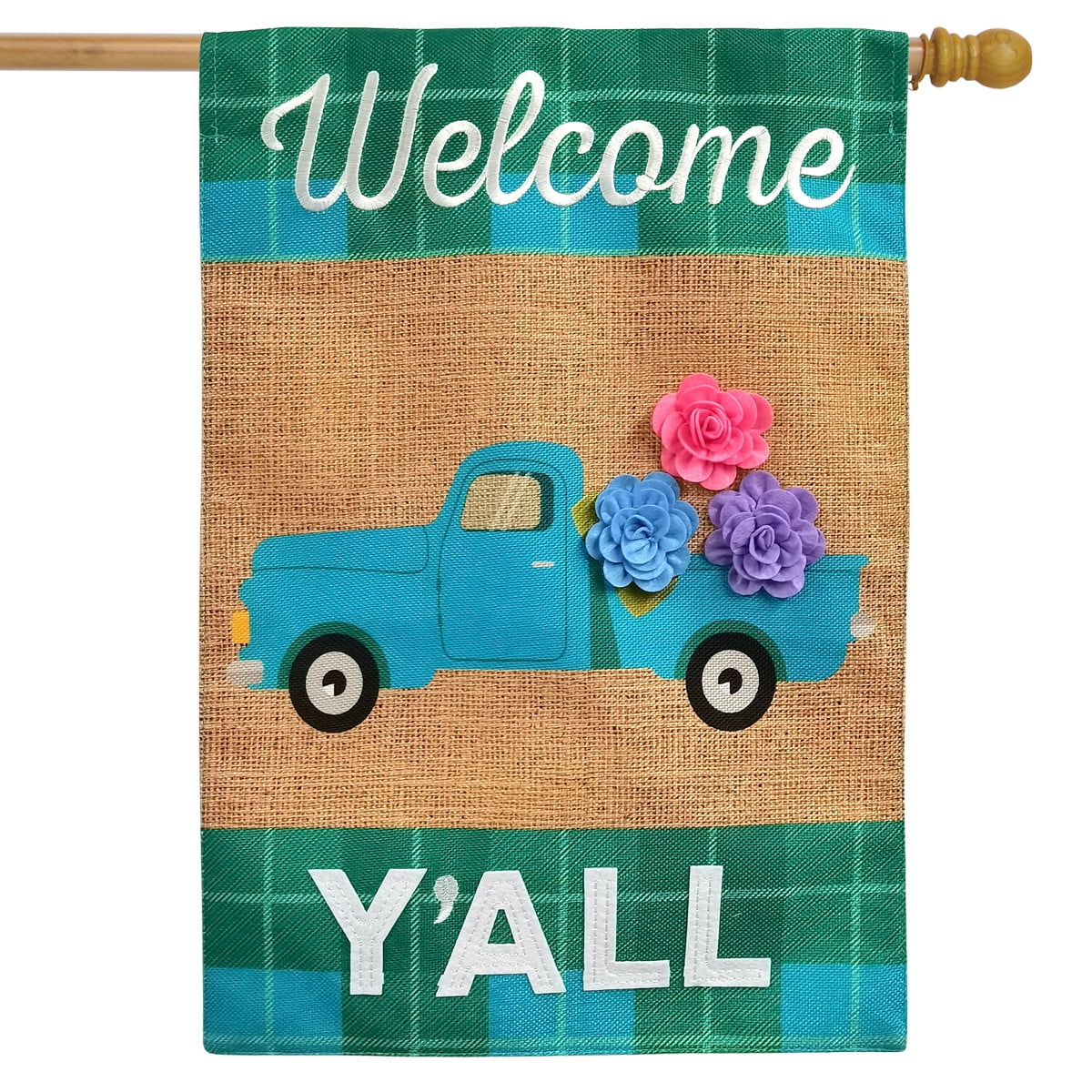 Briarwood Lane Welome Y'all Spring Burlap House Flag - Walmart.com