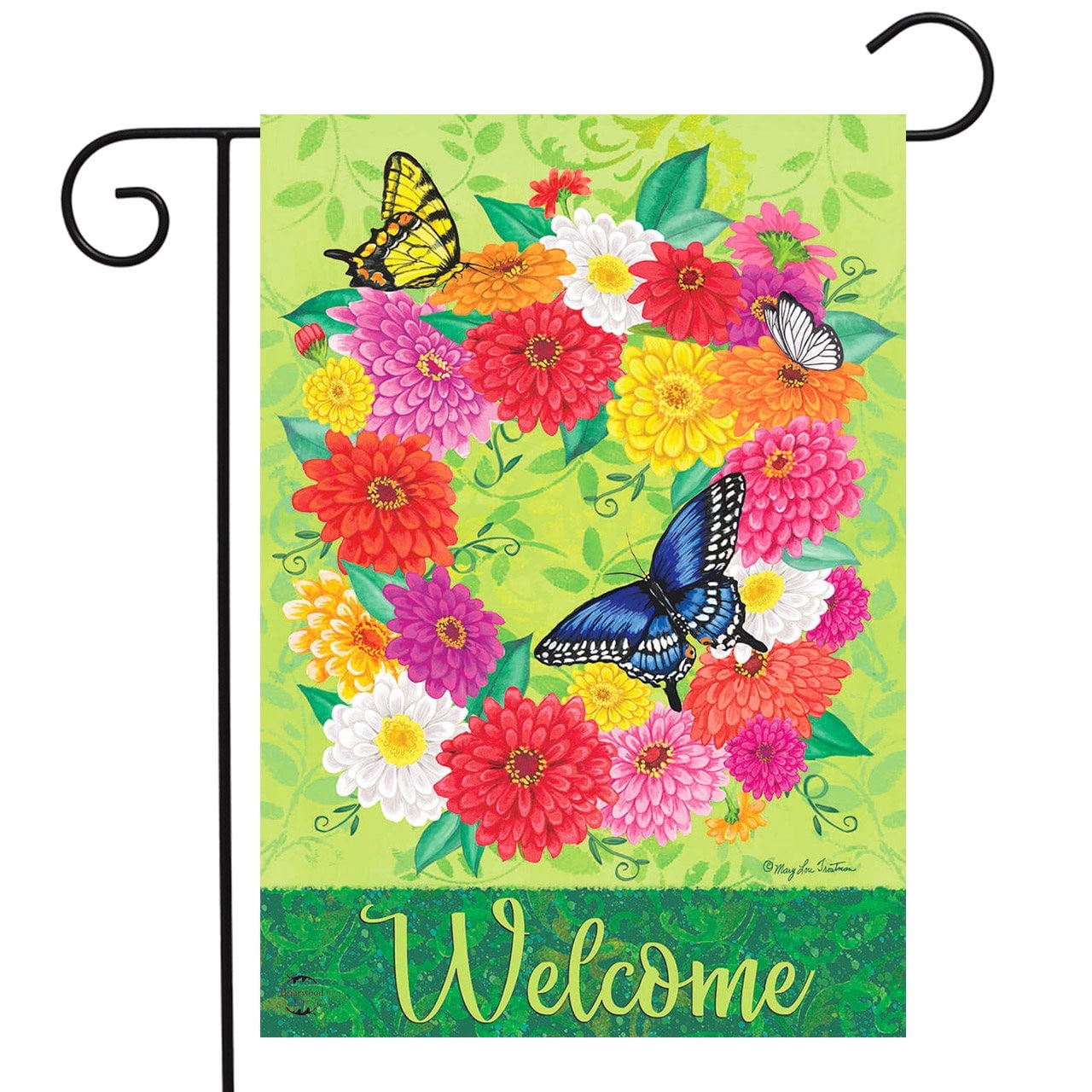 Briarwood Lane Zinnia Wreath Spring Garden Flag - Walmart.com